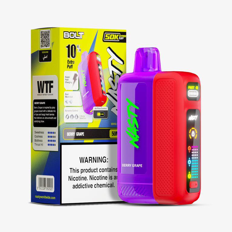 Nasty Bolt Berry Grape 50000 Puffs 50mg – Vapour Direct UAE